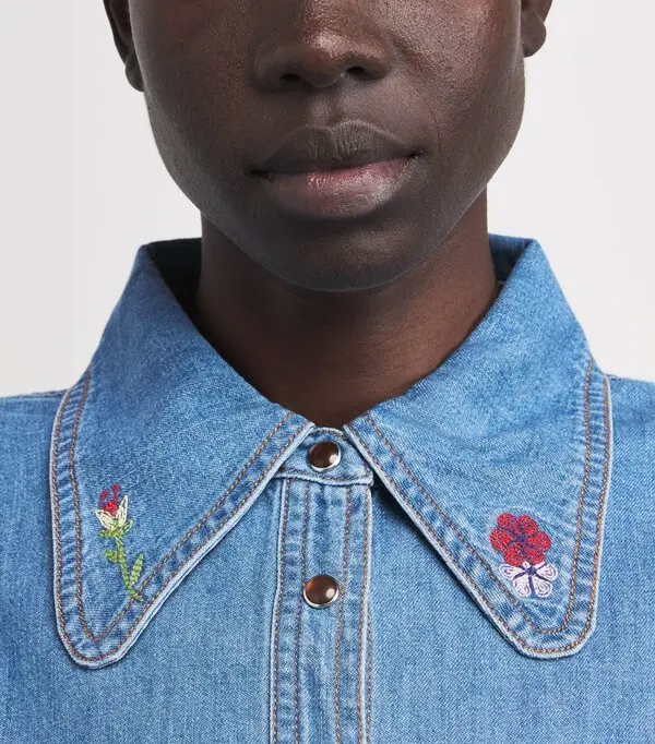 Rixo Denim Embroidered Edaline Sadie Shirt
