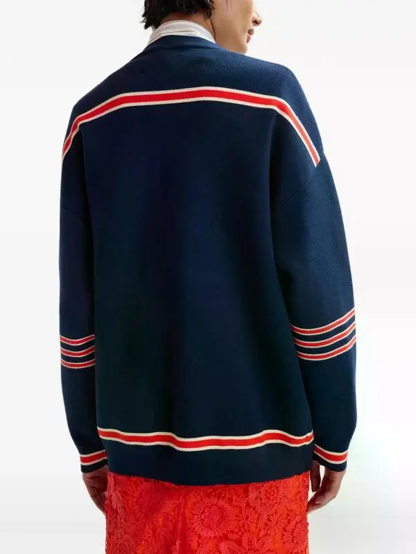 Essentiel Antwerp Striped Letter-appliqué Cardigan