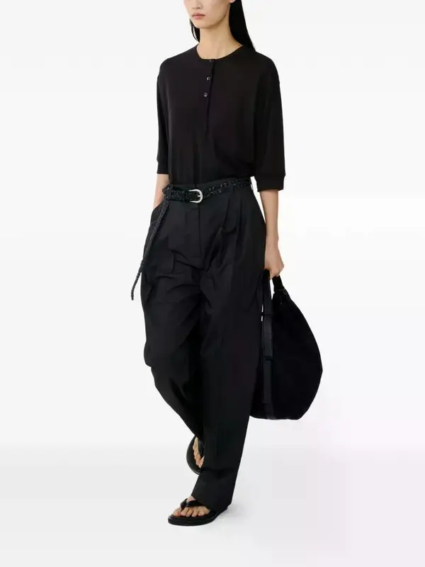 Studio Nicholson Lorem Button Grandad-collar Top