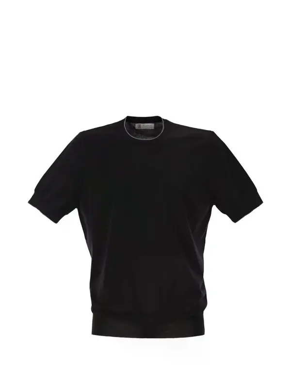 Brunello Cucinelli Crew-neck Ribbed Short-sleeve T-shirt - Black