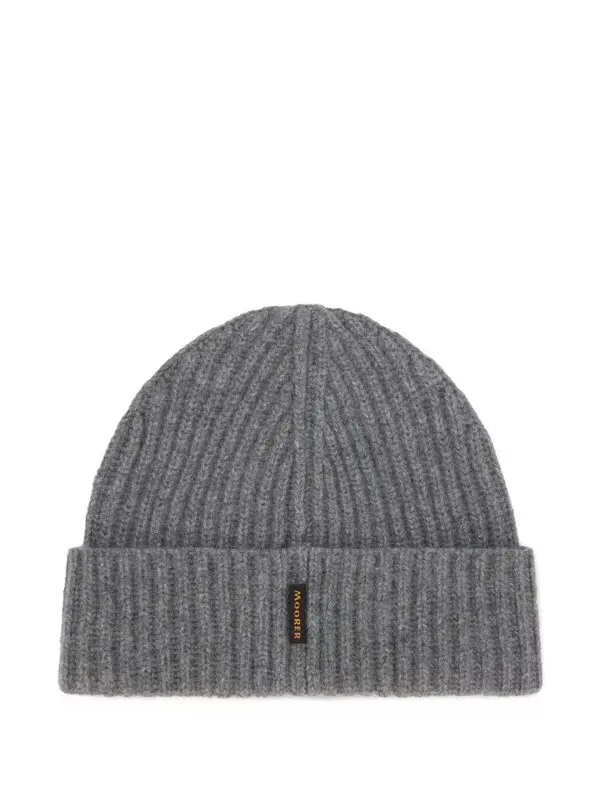 MOORER Davis Ribbed-knit Beanie Hat - Grey
