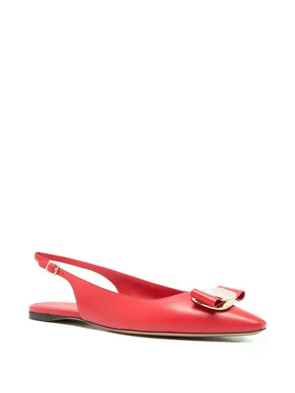 FERRAGAMO Zelmy Bow Ballet Flats - Red