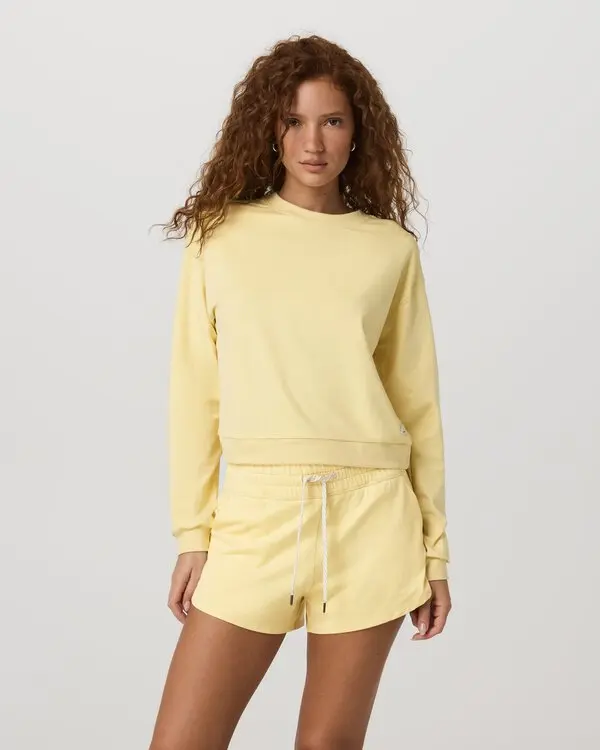 Vuori Halo Modern Relaxed Fit Crewneck Top - Lemon Snap Heather