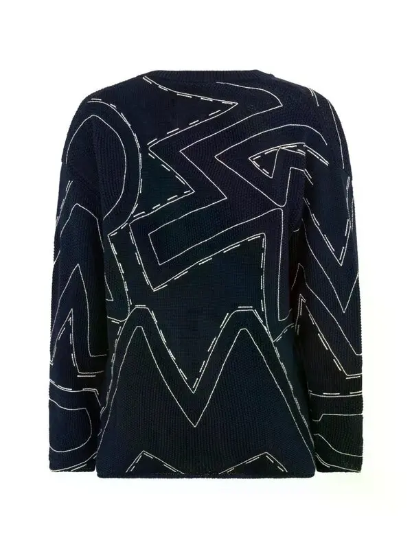 MOORER Geometric Print V-neck Sweater