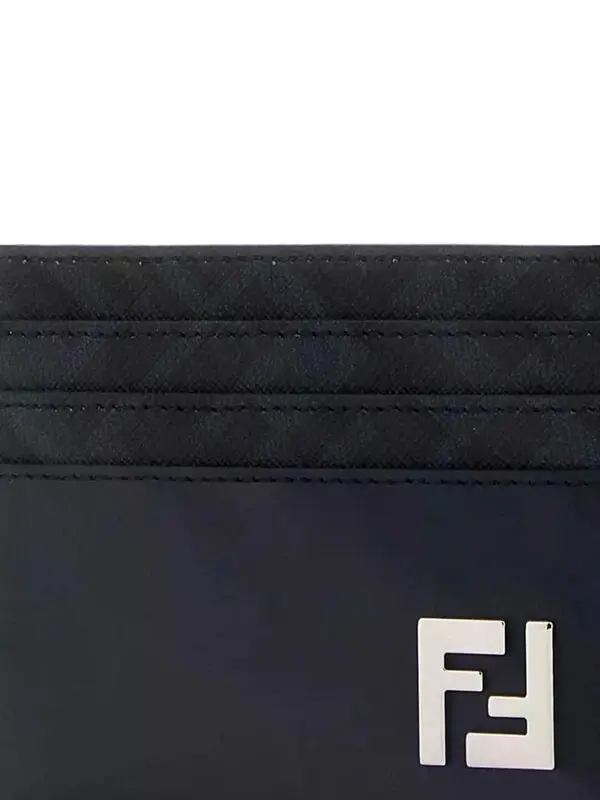 Fendi Logo Leather Card Holder - Blue