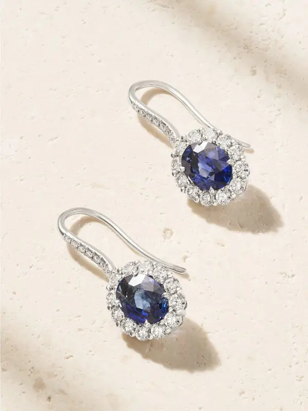 GARRARD 1735 Platinum, Sapphire And Diamond Earrings - Gold