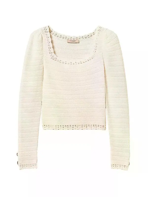 TWINSET Long Sleeve Crochet Sweater