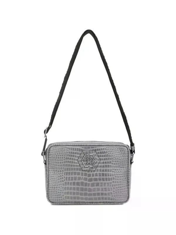 Philipp Plein Small Logo-plaque Top-zip Messenger Bag - Grey