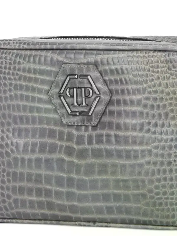 Philipp Plein Small Logo-plaque Top-zip Messenger Bag - Grey