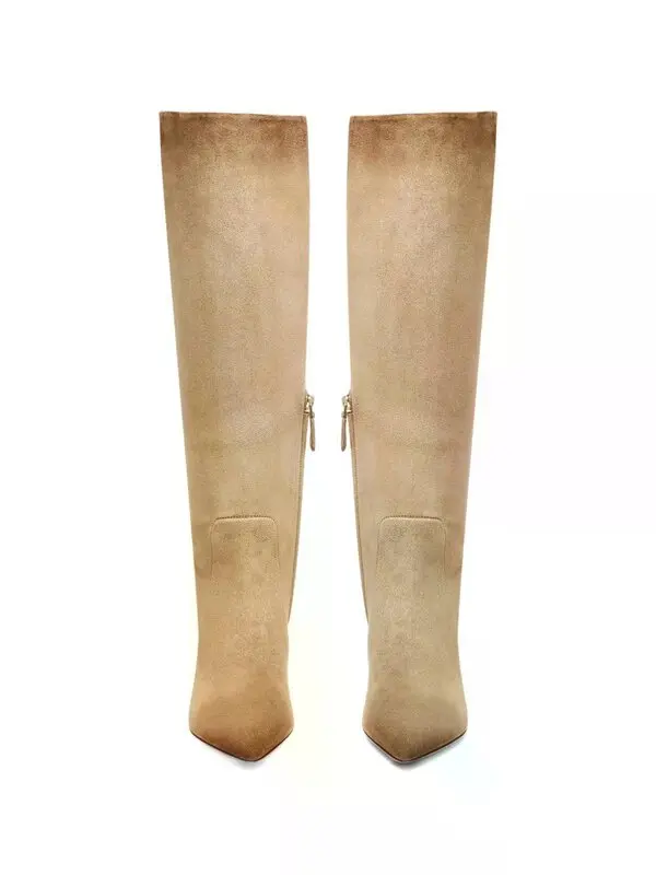 Santoni Pointed-toe Suede Boots - Neutrals