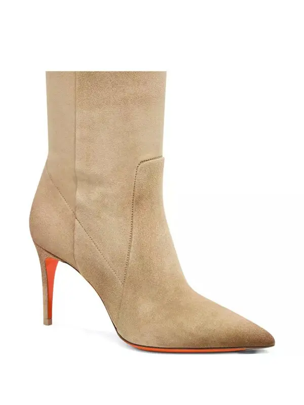 Santoni Pointed-toe Suede Boots - Neutrals