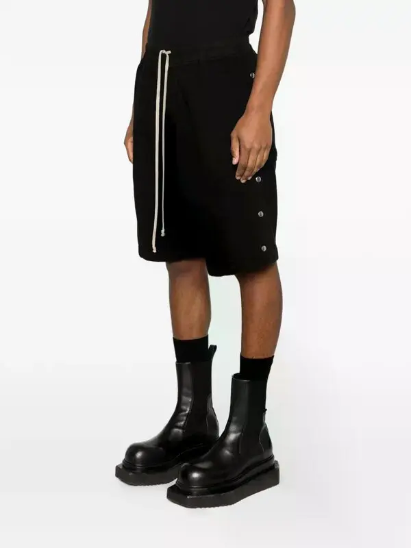 Rick Owens Drawstring Shorts With Snap Button Detail
