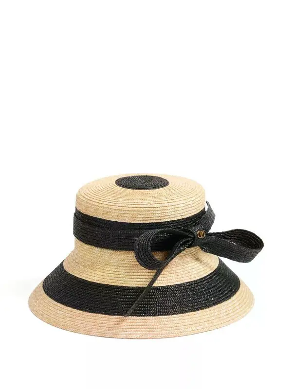 Valentino Garavani Signature Bow Straw Bucket Hat - Neutrals