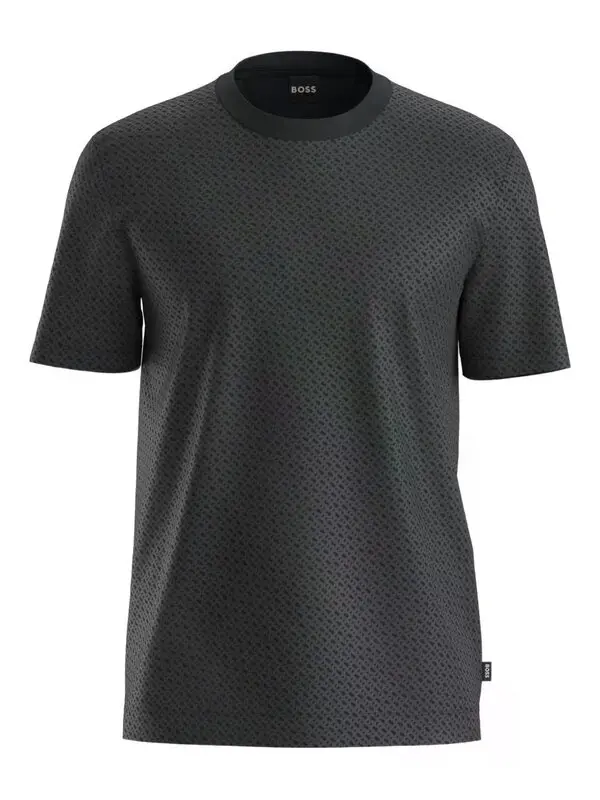 BOSS Monogram-jacquard T-shirt In Mercerised Cotton
