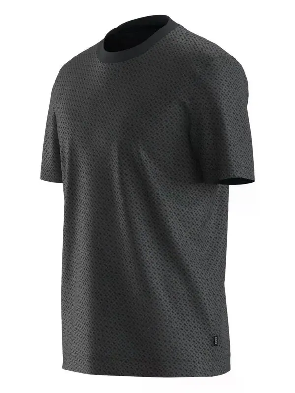 BOSS Monogram-jacquard T-shirt In Mercerised Cotton