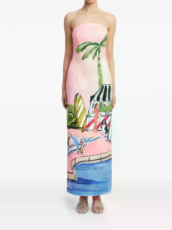 LEO LIN Ava Bustier Printed Maxi Dress