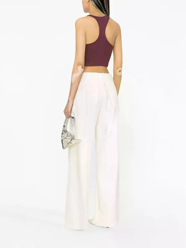 Off-White Logo-print Ribbed-knit Racerback Top - Red