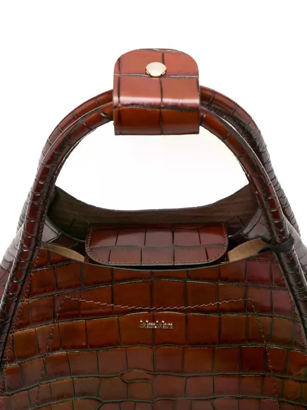 Max Mara Embossed Croc-effect Tote - Brown