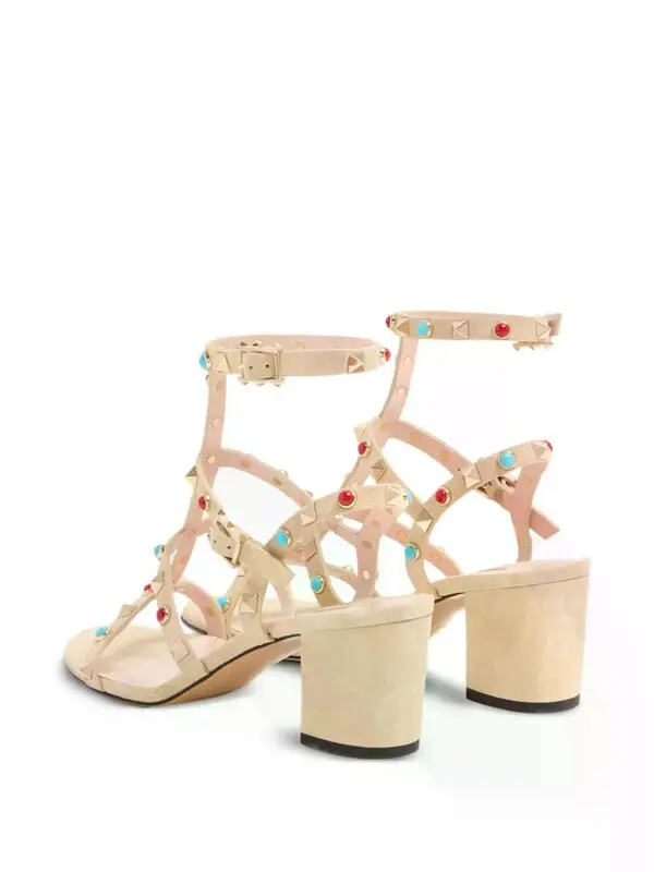 Valentino Garavani Rockstud Cabochon-embellished Heeled Sandals - Neutrals