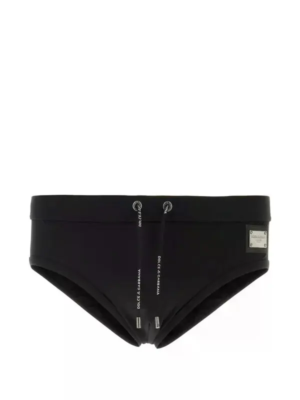 Dolce & Gabbana Logo-plaque Swim Trunks - Black
