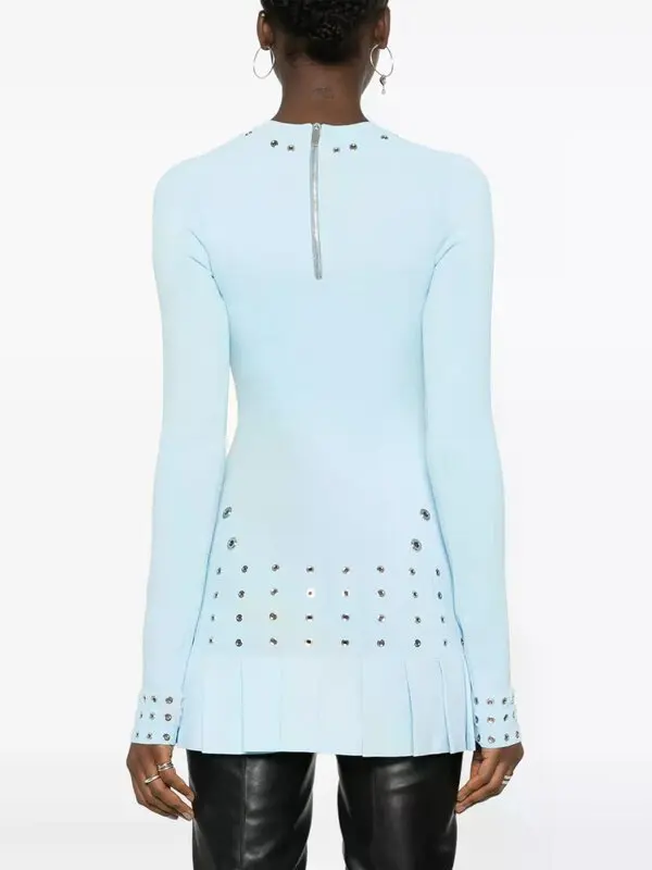 Off-White Eyelet-embellished Fitted Minidress - Blue