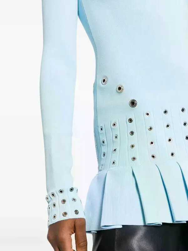 Off-White Eyelet-embellished Fitted Minidress - Blue