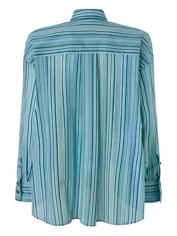 Pinko Striped Cotton Muslin Shirt With Patch Pockets - Blue