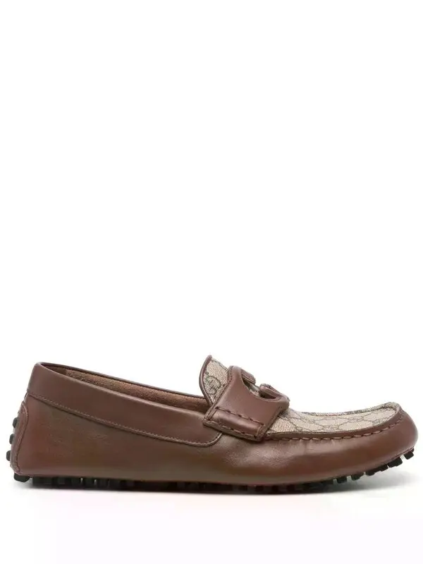 Gucci Interlocking G Leather Loafers - Brown