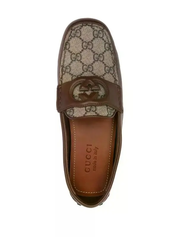 Gucci Interlocking G Leather Loafers - Brown