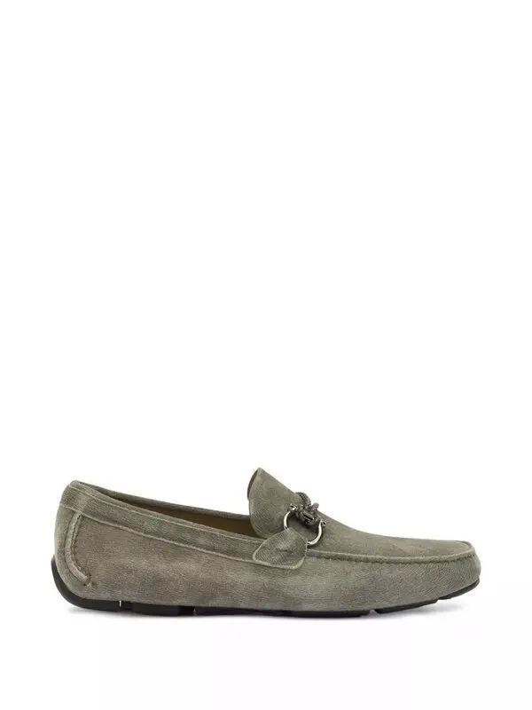 FERRAGAMO Braided Detail Loafers - Grey