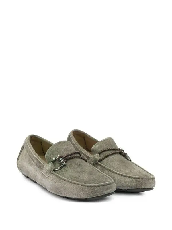 FERRAGAMO Braided Detail Loafers - Grey