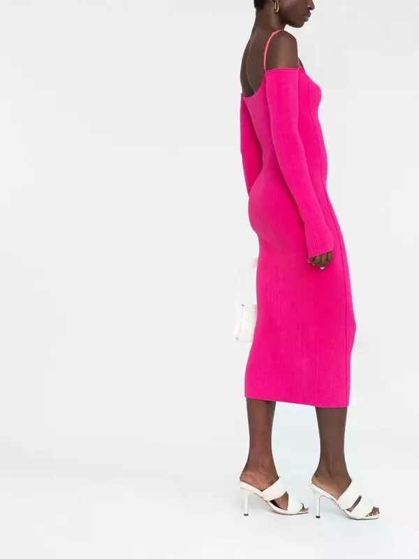 Jacquemus La Robe Sierra Ribbed Midi Dress - Pink
