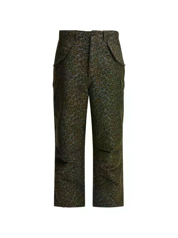 BEAMS Flap-pocket Leopard Print Trousers