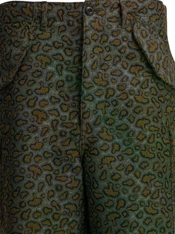 BEAMS Flap-pocket Leopard Print Trousers