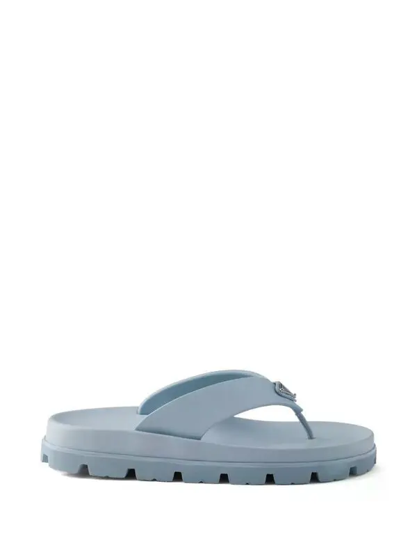Prada Rubber Thong Sandals With Enamelled Triangle Logo - Blue
