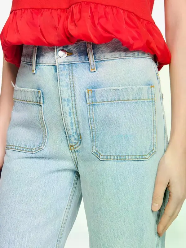 Sandro High-waist Straight-leg Jeans With Patch Pockets - Blue