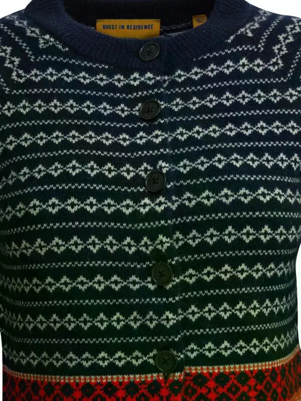 Guest In Residence Patterned Buttoned Cardigan