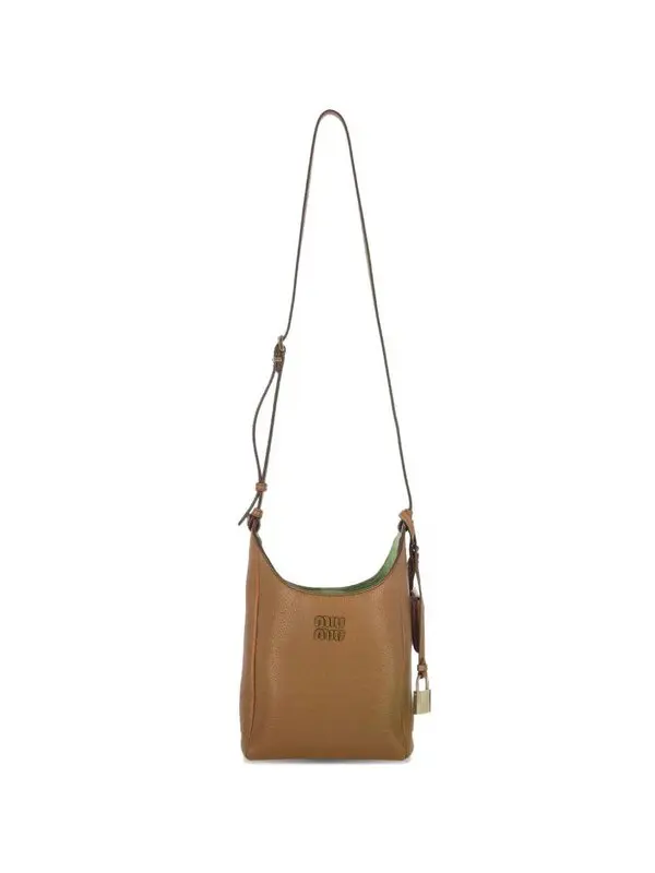 Miu Miu Leather Shoulder Bag With Logo Lock