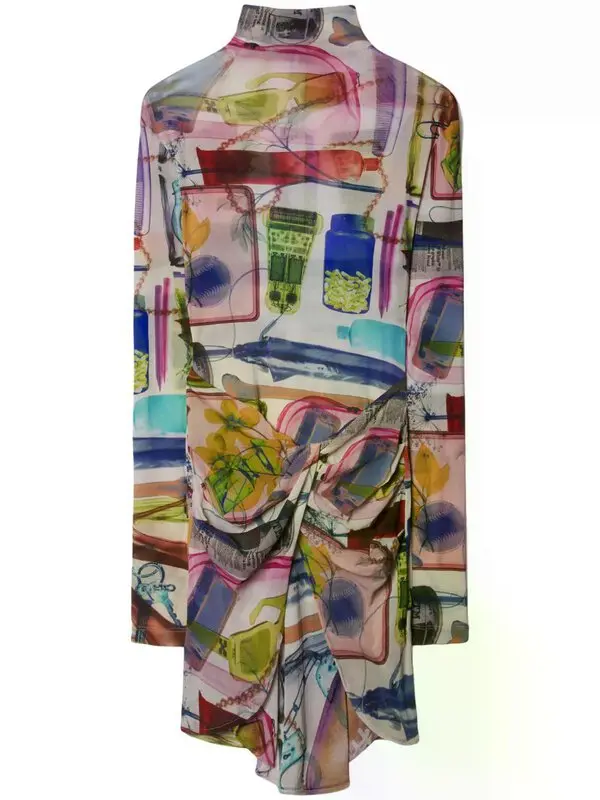 Off-White X-ray Print Twist-detail Minidress - Neutrals