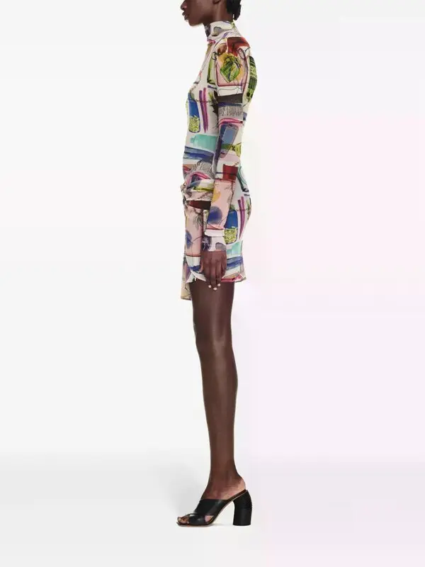 Off-White X-ray Print Twist-detail Minidress - Neutrals