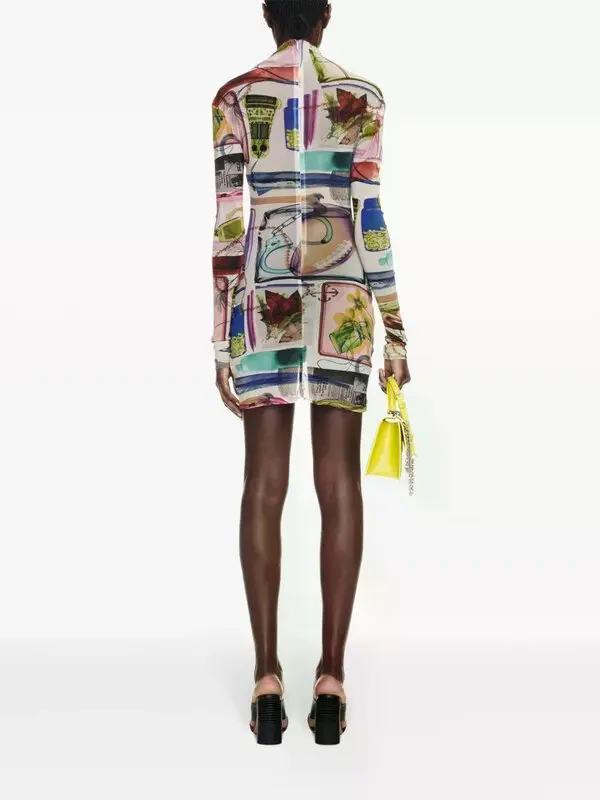 Off-White X-ray Print Twist-detail Minidress - Neutrals