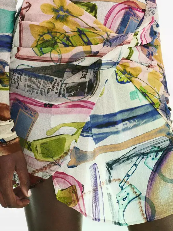 Off-White X-ray Print Twist-detail Minidress - Neutrals