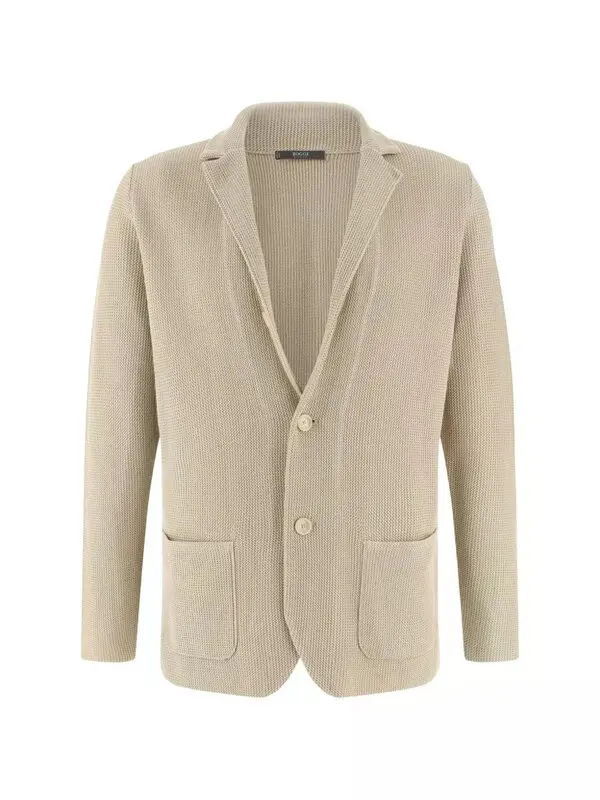 Boggi Milano Single-breasted Knitted Jacket In Mercerised Cotton