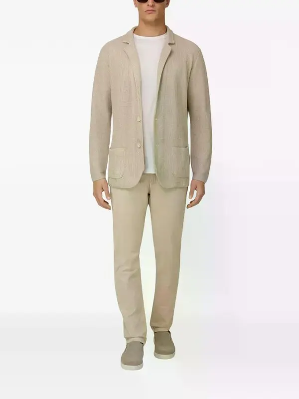Boggi Milano Single-breasted Knitted Jacket In Mercerised Cotton