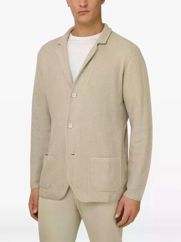 Boggi Milano Single-breasted Knitted Jacket In Mercerised Cotton