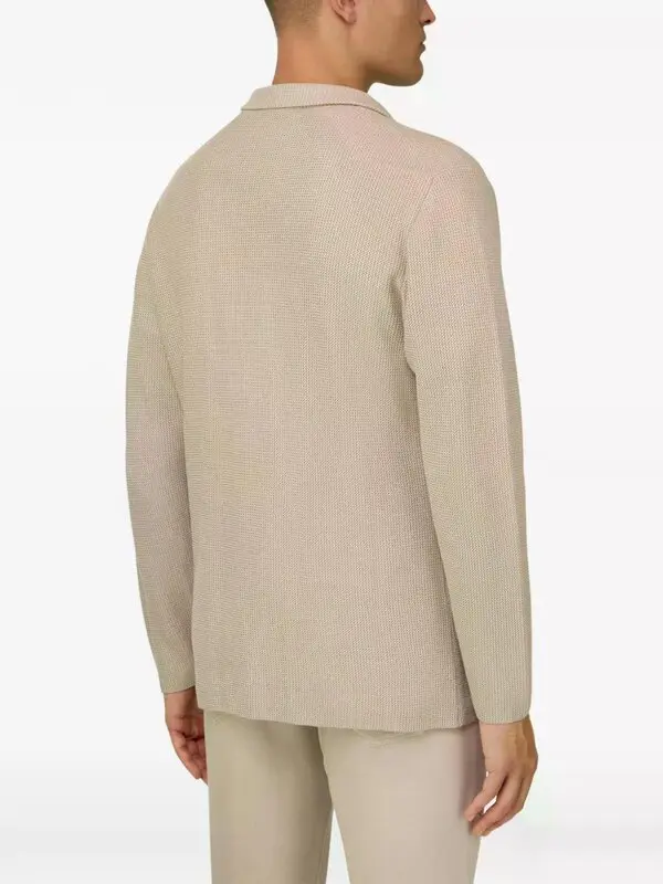 Boggi Milano Single-breasted Knitted Jacket In Mercerised Cotton
