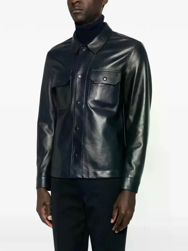 TOM FORD Leather Jacket - Blue