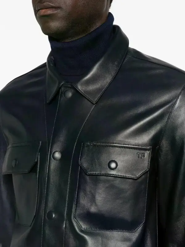 TOM FORD Leather Jacket - Blue