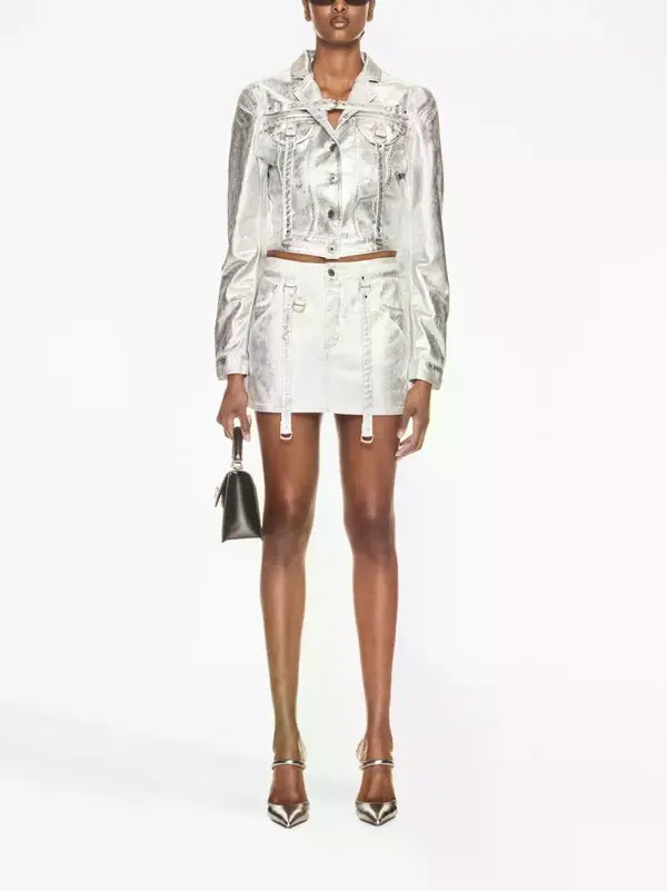 Off-White Laminated Metallic Cropped Jacket