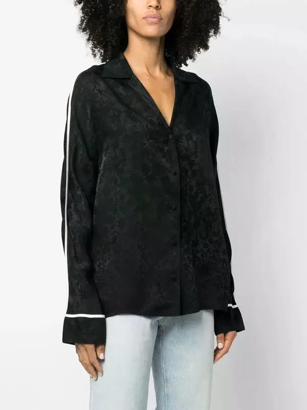 Off-White Floral Jacquard V-neck Blouse